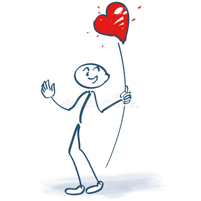Stick Figures with a Heart on a Stick Stock Vector - Illustration of ...