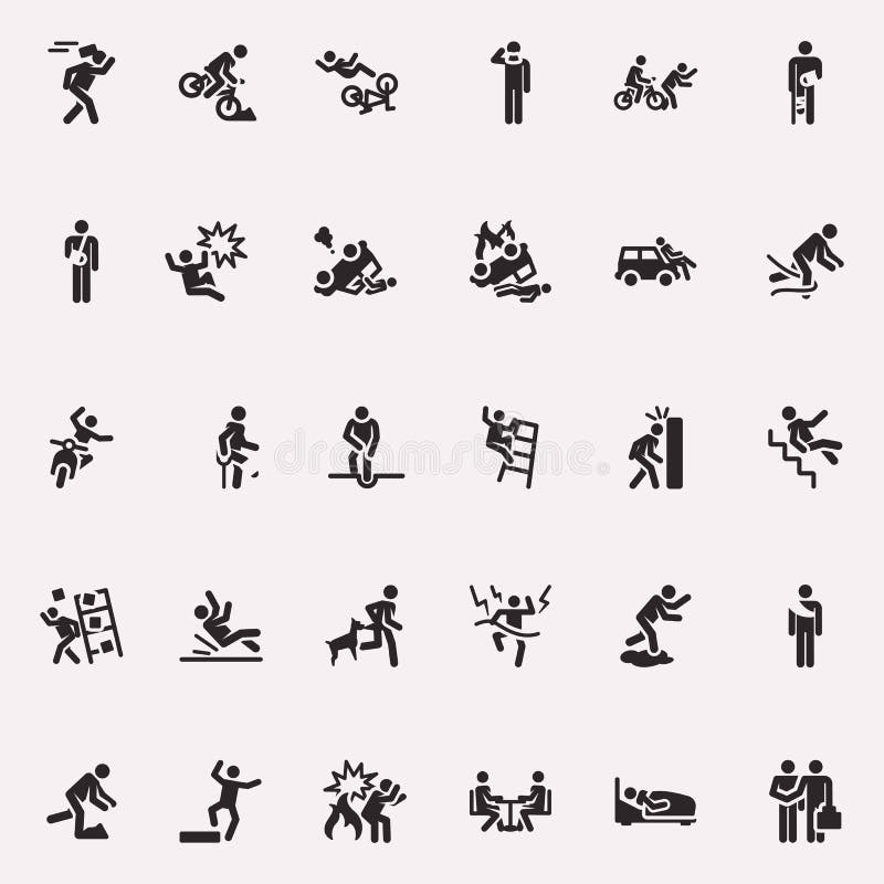 Stick Figures Incidents and Accidents Stock Illustration - Illustration ...