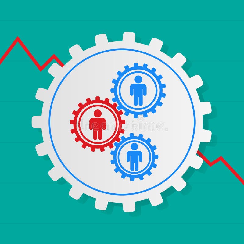 Stick Figures of People in the Gears , One Red . the Interaction Stock ...