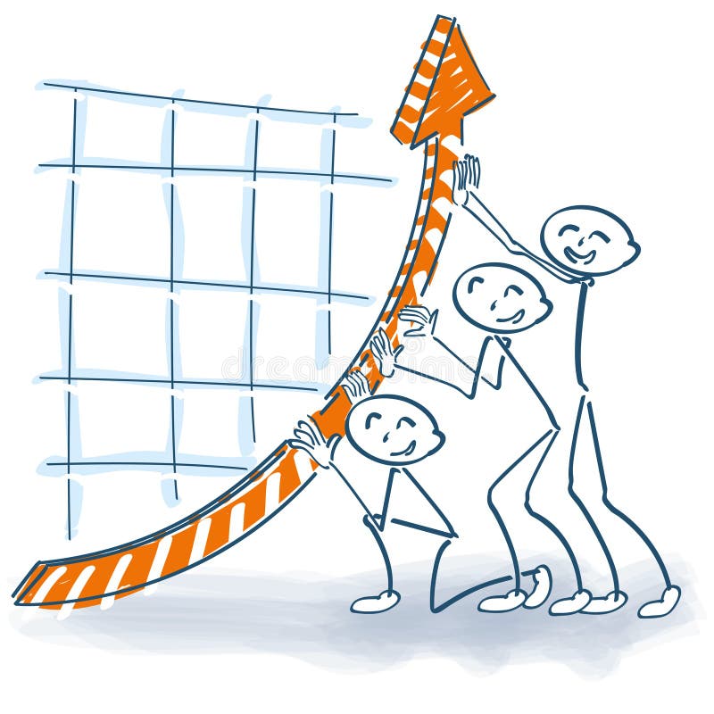 Stick Figures Pushing the Sales Up Stock Vector - Illustration of ...