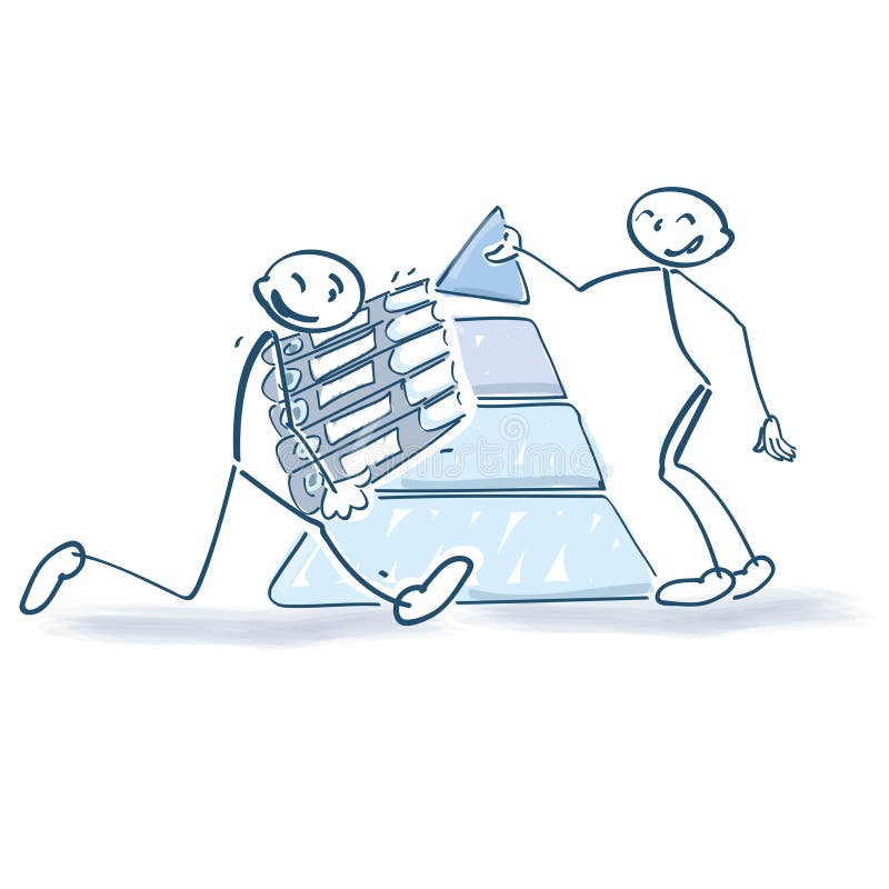 Stick Figures with a Pyramid and Loads of Files Stock Vector ...