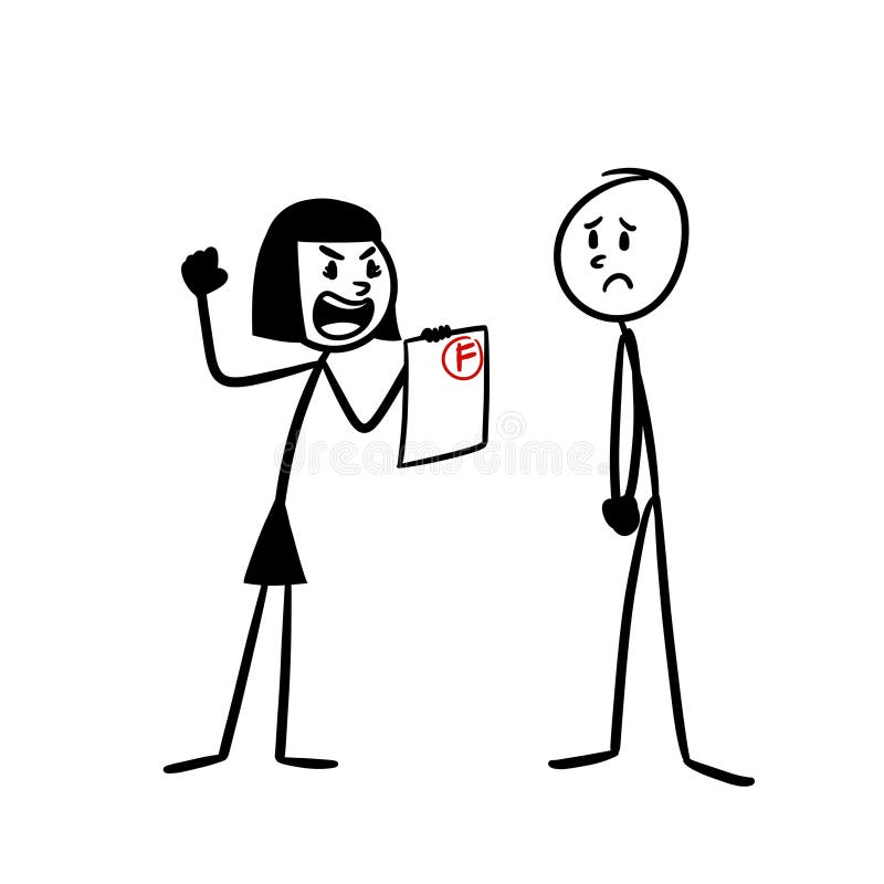 Stick Figures are Scolded because Their Grades are Bad Stock ...