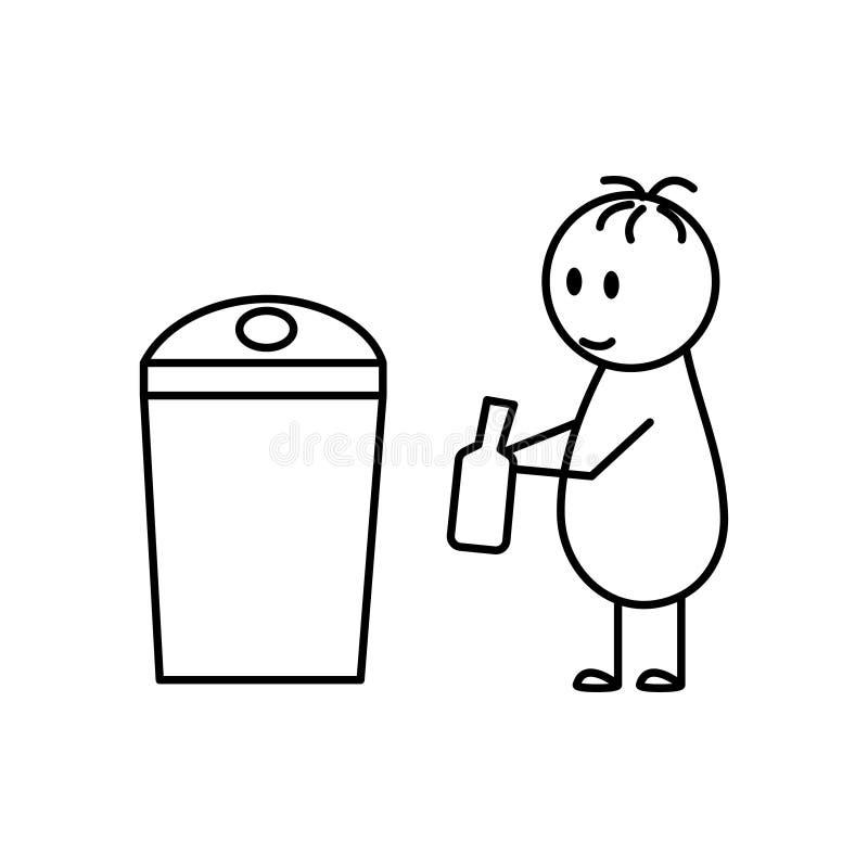 Stick Figures. Stick Man Throws Out Trash . Vector Illustration Stock ...