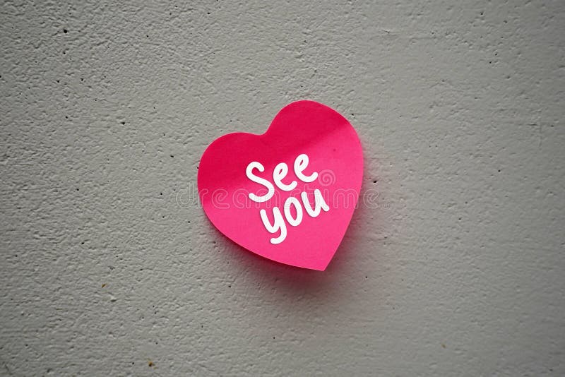 Stick a Heart Note with the Text See You on the Wall Stock Image ...