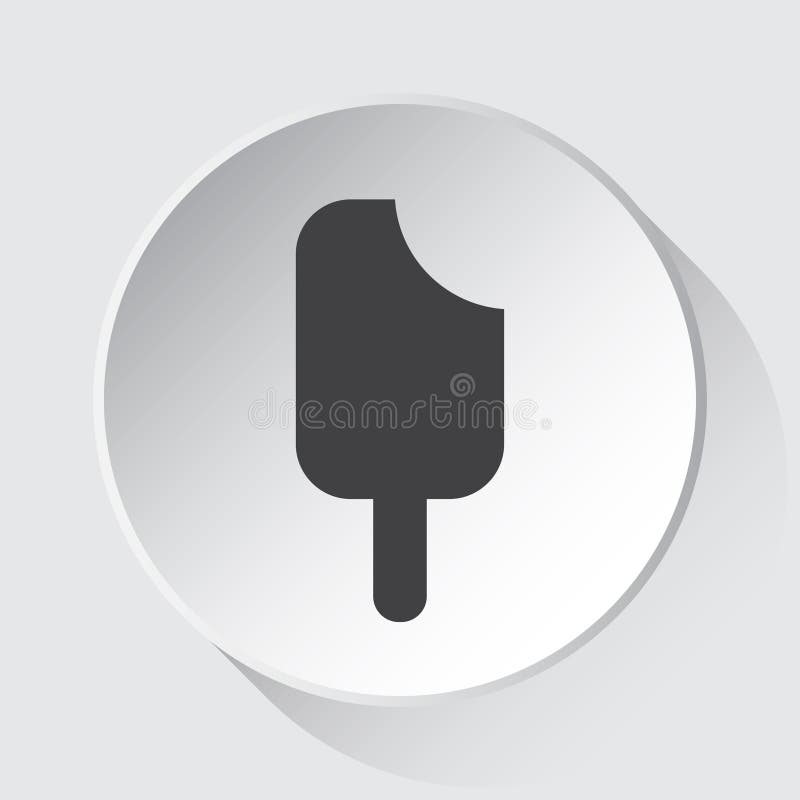 Stick Ice Cream - Simple Gray Icon on White Button Stock Vector ...