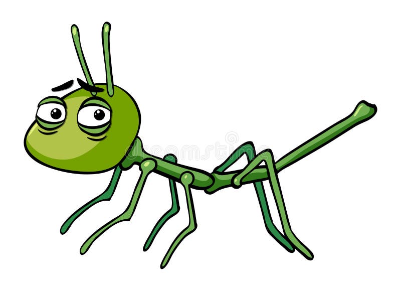 Stick Insect with Tired Face Stock Vector - Illustration of white ...