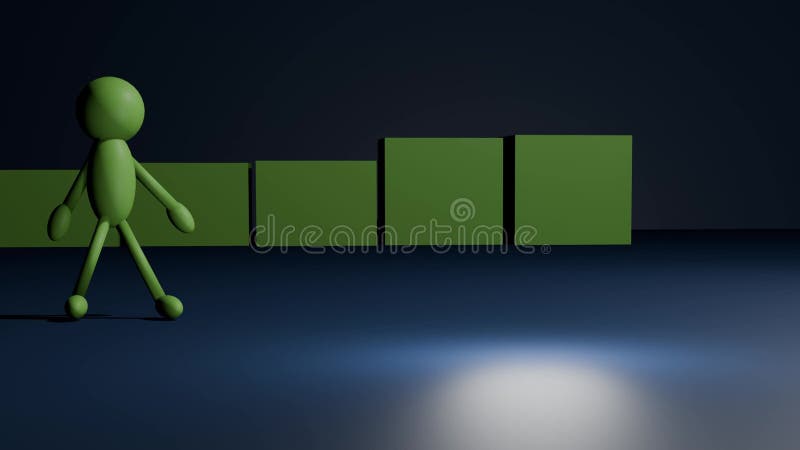 Stick Man with Bar Chart Graph in Three Dimension Space Stock Footage ...