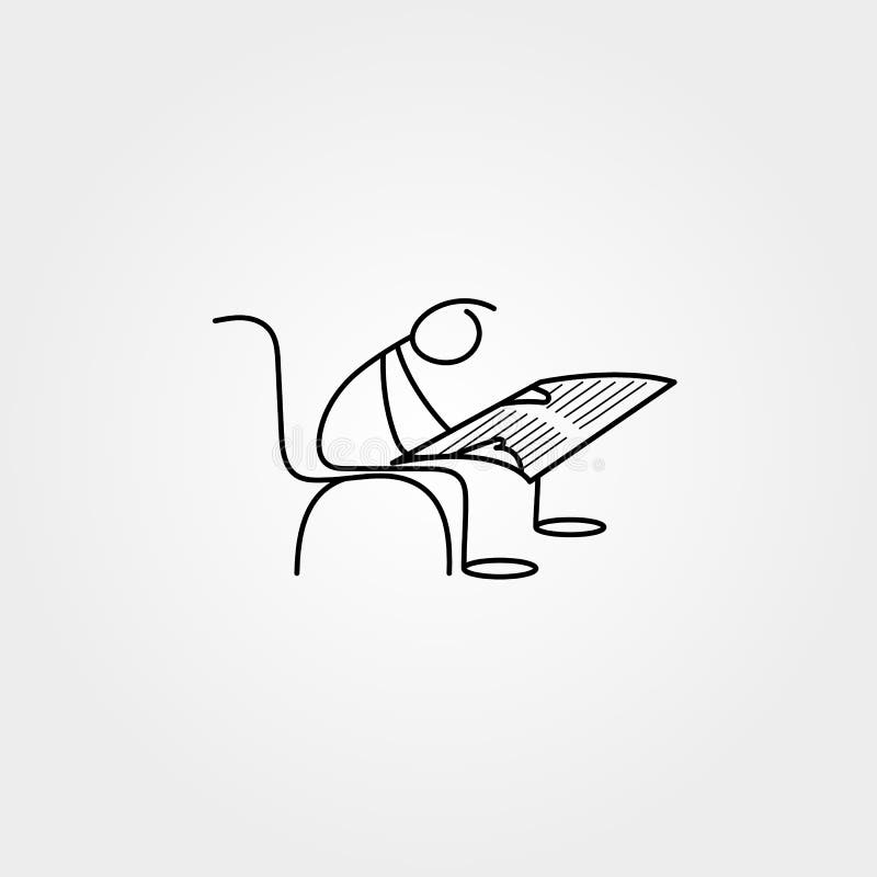 Stick Man or Figure with Newspaper Stock Vector - Illustration of ...