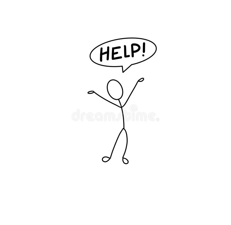Stick Man Holding Blank Card Ask for Help Question Mark, Isolated on ...