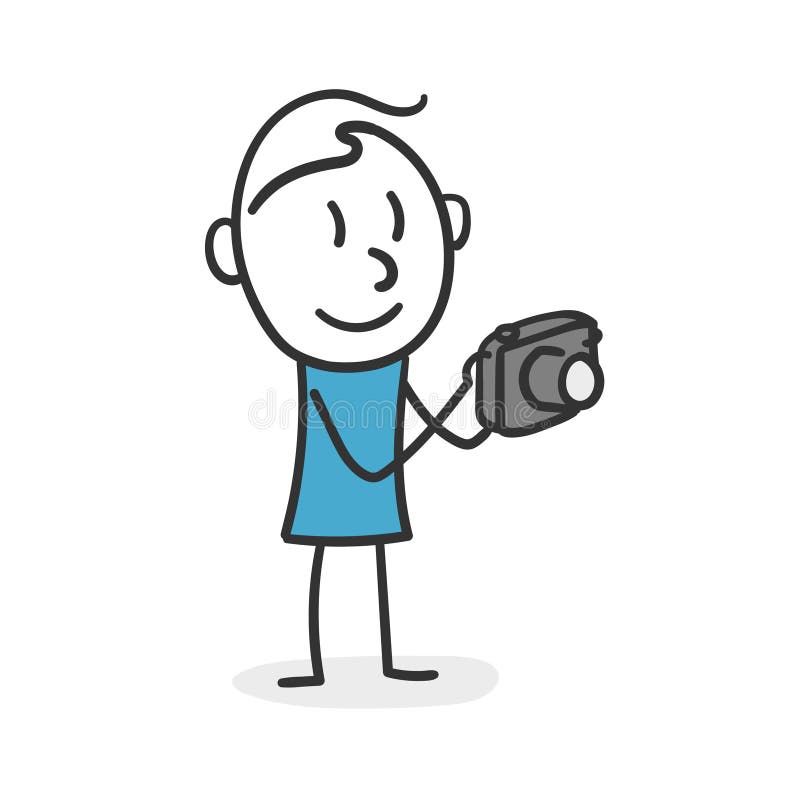 Stick Man Photography with Camera Stock Vector - Illustration of ...