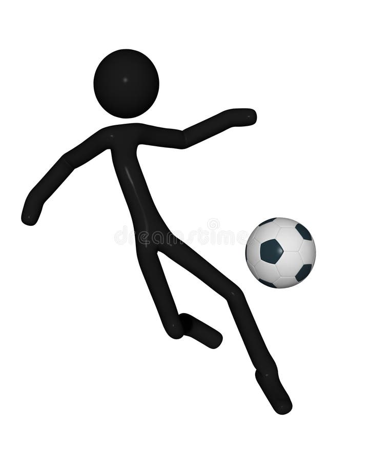 Stick Man Playing Football or Soccer Stock Illustration - Illustration ...