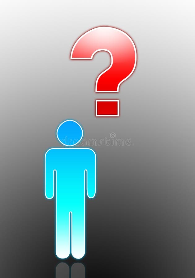 Stick Man with Question Mark Stock Illustration - Illustration of point ...