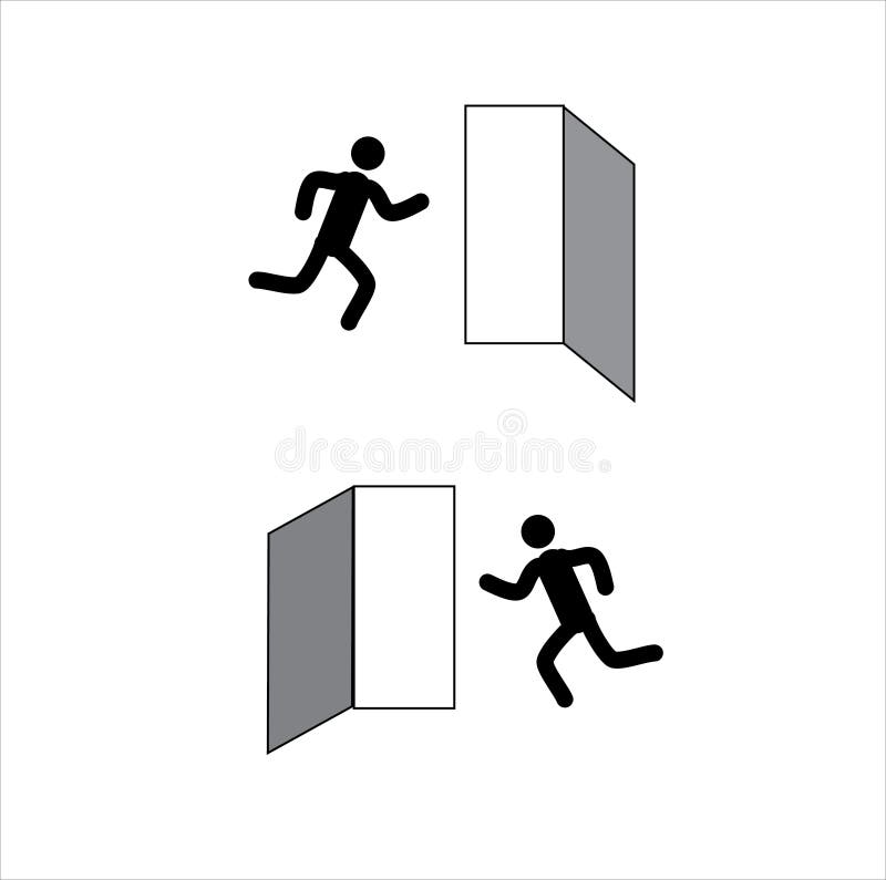 Stick Man Runs To the Exit, Icons Warning of the Presence of the Exit ...