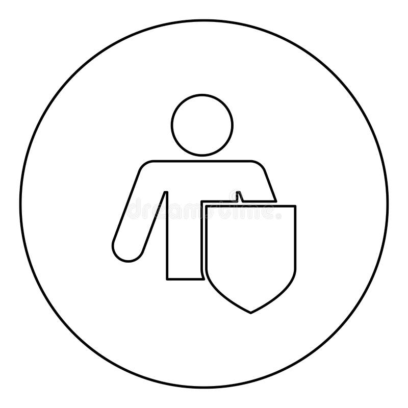 Stick Man with Shield Protecting Personal Data Concept Man Holding ...