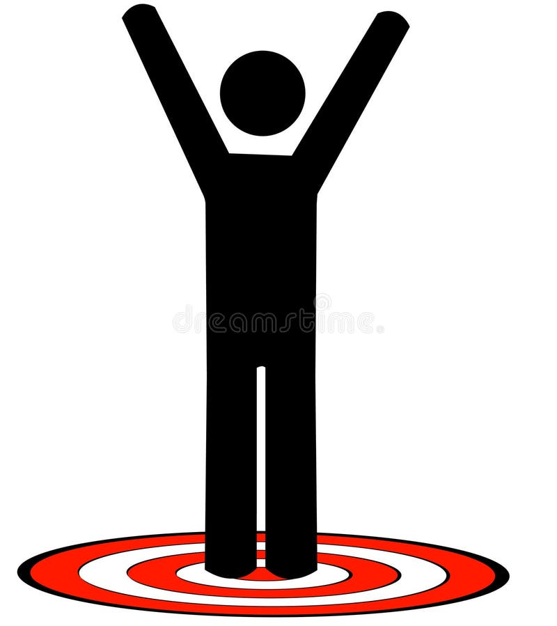 Stick Man Standing on Target Stock Illustration - Illustration of ...