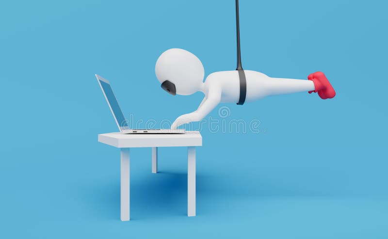 Stick Man Stealing Confidential Data Concept ,3d Illustration or 3d ...