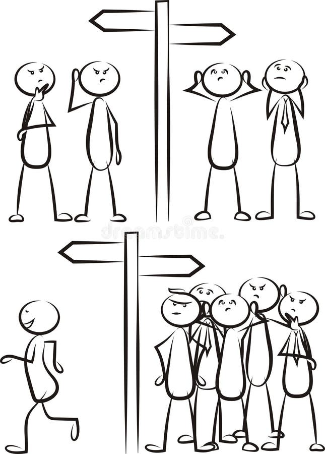 Stickman Sign Direction Arrow Decision Stock Illustrations – 51 ...