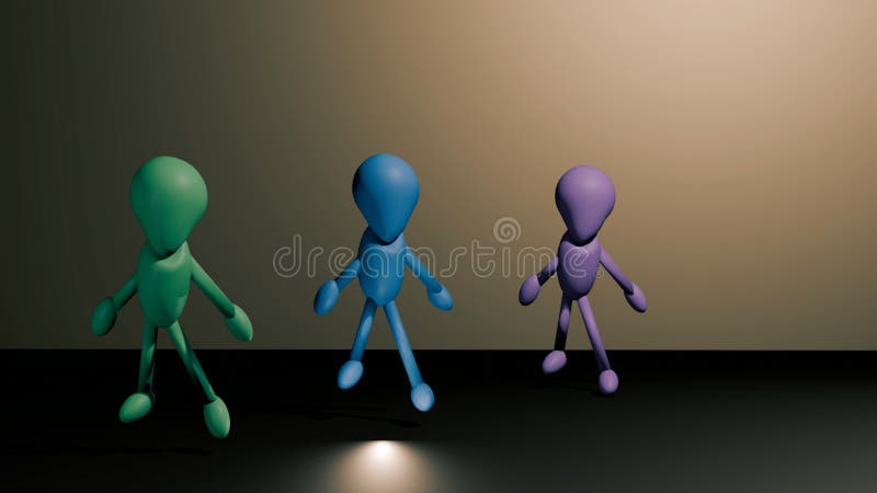 Stick Men Characters Dancing on Black Background Stock Illustration ...