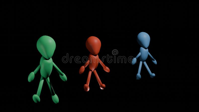 Stick Men Characters Dancing on Black Background Stock Video - Video of ...