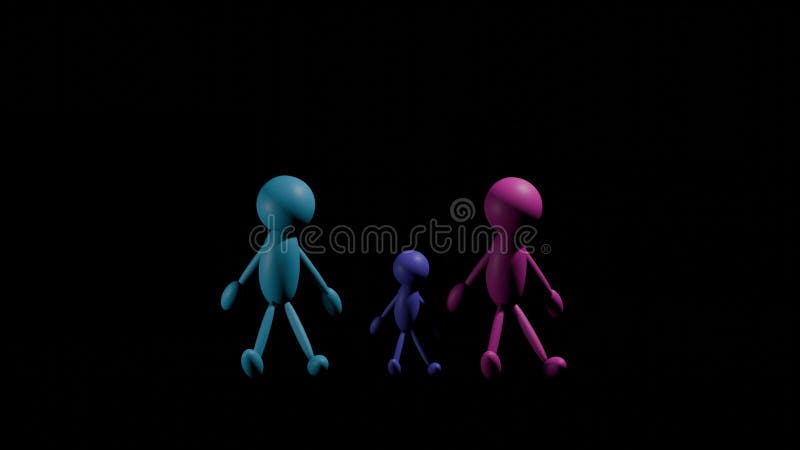 Stick Men Family Characters Dancing on Black Background Stock Video ...