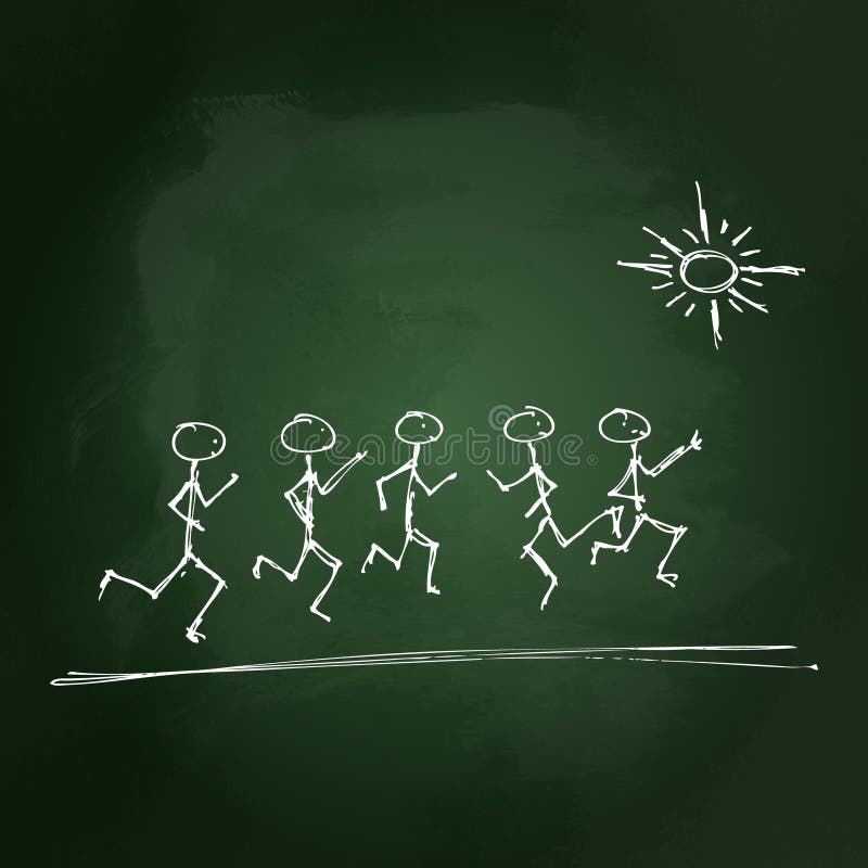 Stick Men Playing in the Sun Stock Illustration - Illustration of black ...