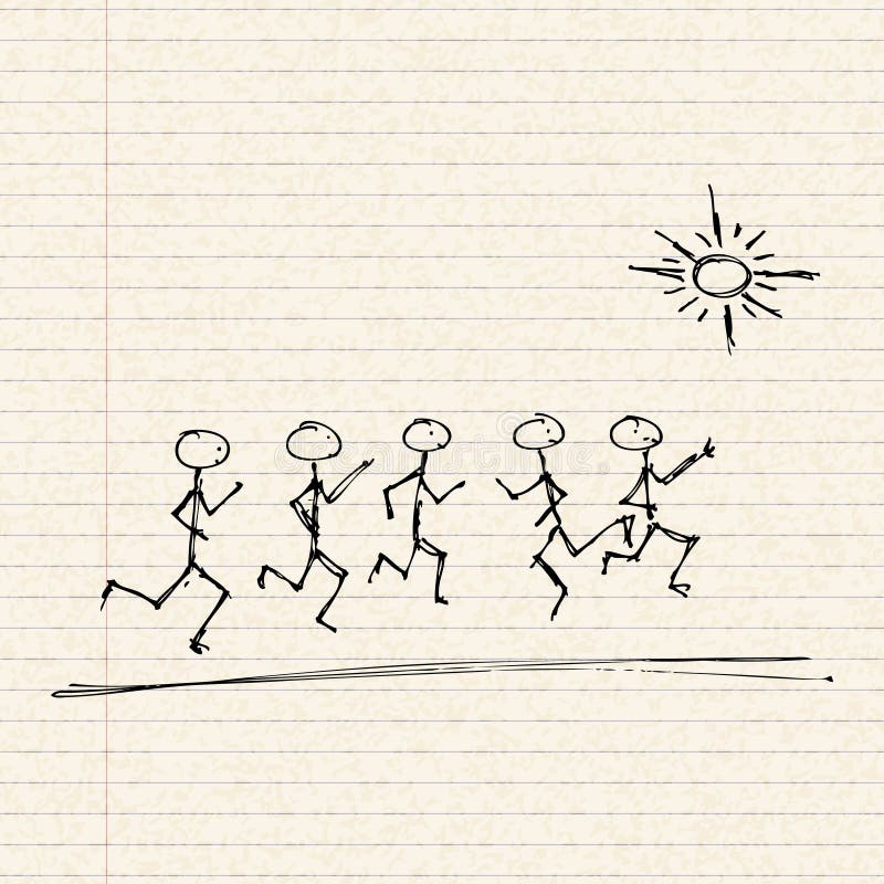 Stick Men Playing in the Sun Stock Vector - Illustration of artwork ...