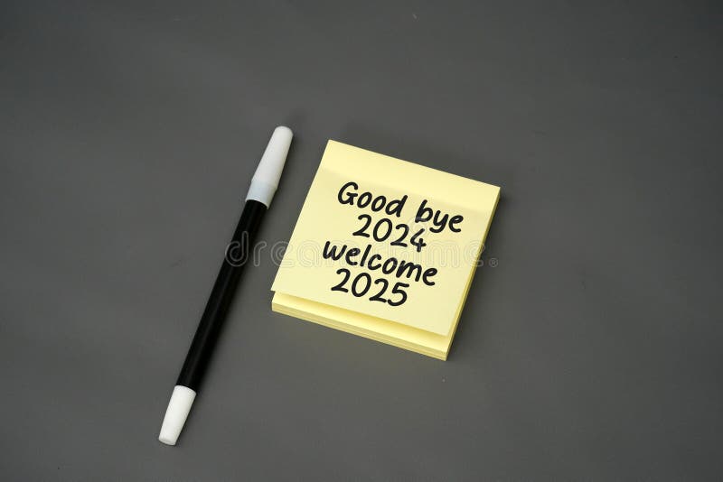 Stick Note with Handwritten Text Goodbye 2024 with a Pen on a Black ...