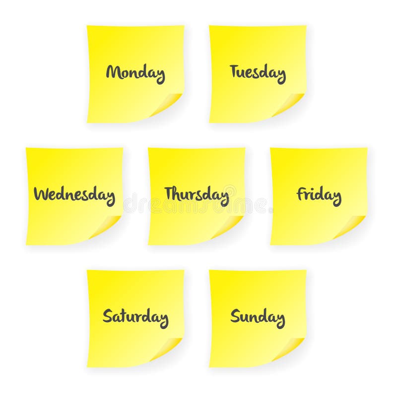 Week day paper text stock vector. Illustration of label - 64446616