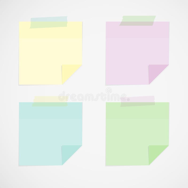 Stick Notes with Tape. Vector Illustration, Flat Design Stock Vector ...