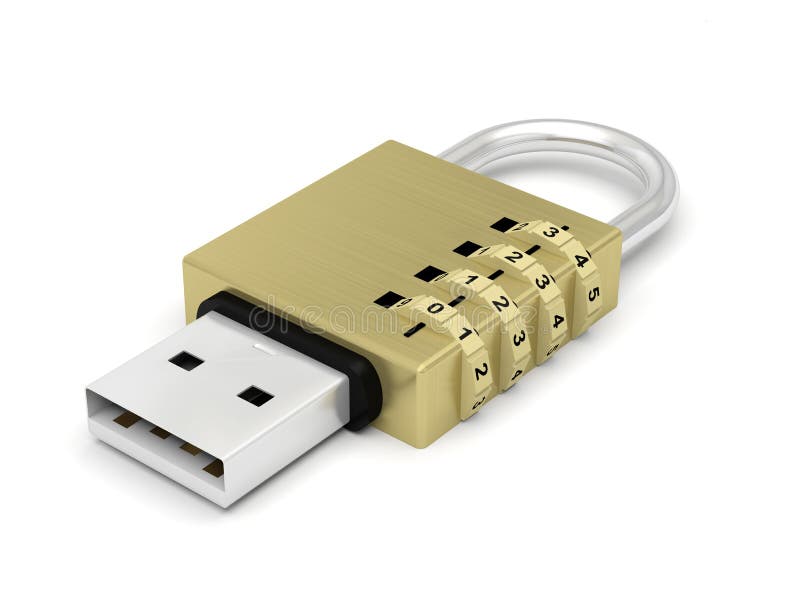 Stick USB key padlock stock illustration. Illustration of equipment ...