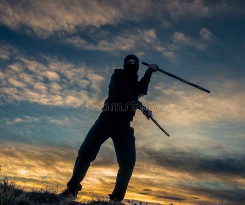 Stick Weapons Combat Training Stock Photo - Image of combat, backlight ...