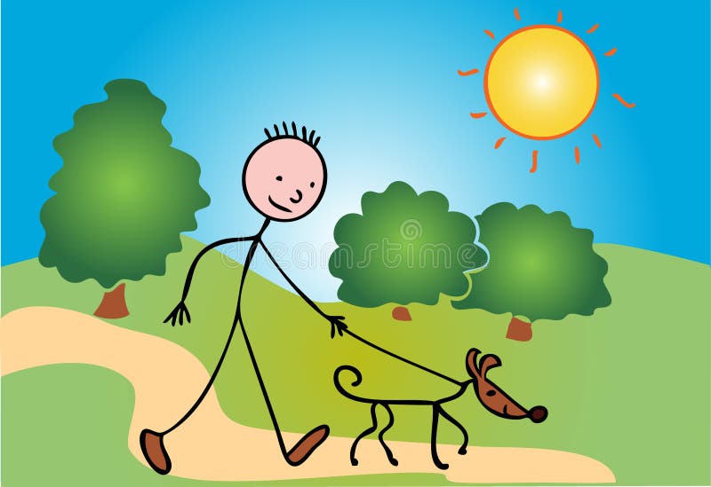 Stickboy and dog stock vector. Illustration of stick - 47323536