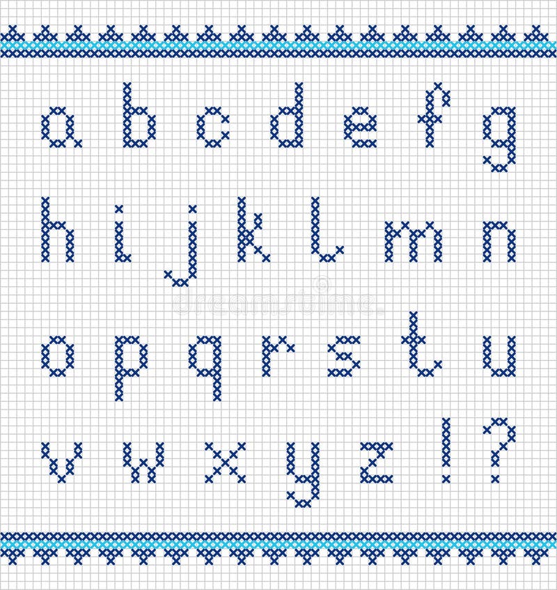 Stickendes Alphabet, Kleine Buchstaben Klein Vektor Abbildung ...