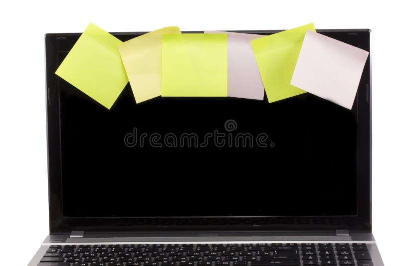 Sticker stock photo. Image of laptop, notepaper, board - 28892010
