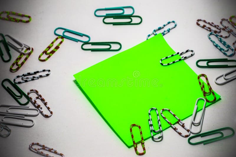 Sticker with Adhesive Base and Small Multicoloured Paperclips Stock ...
