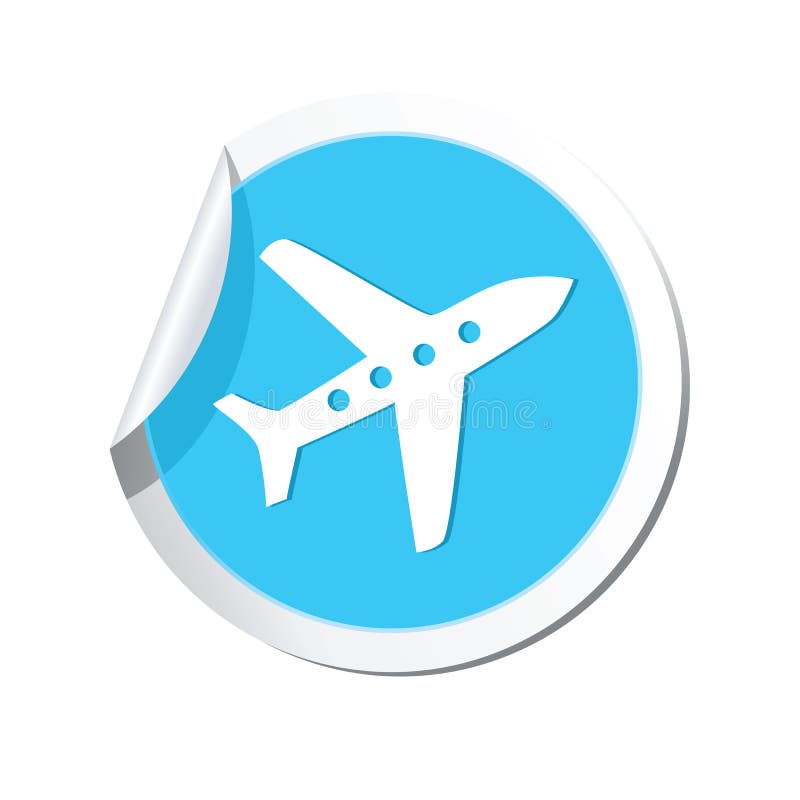 Sticker with airplane icon stock vector. Illustration of navigation ...