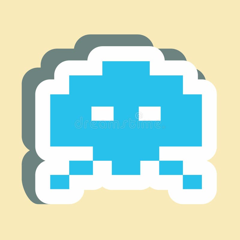 Sticker Alien Invader ,Simple Illustration,Editable Stroke Stock Vector ...