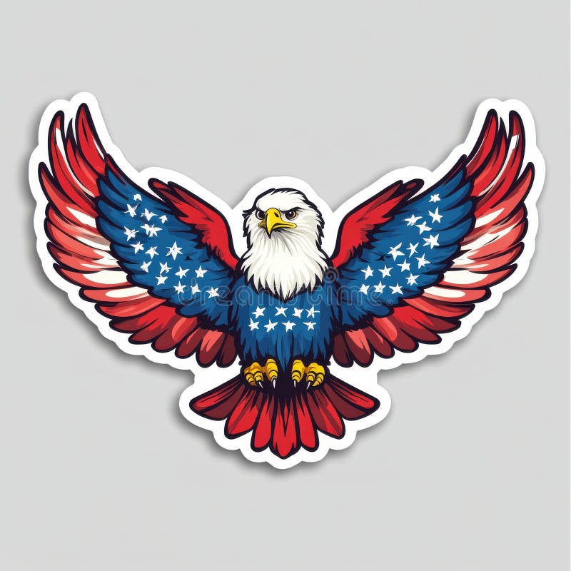 American Bald Eagle Patriotic Wings Sticker Design Stock Illustration ...