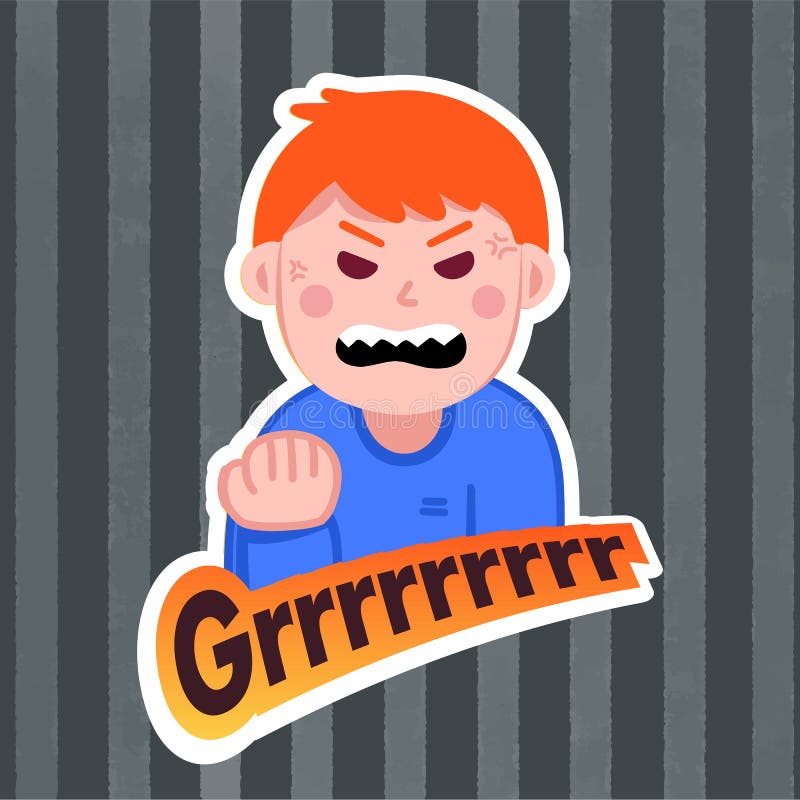 Angry boy sticker stock vector. Illustration of grrr - 263989262