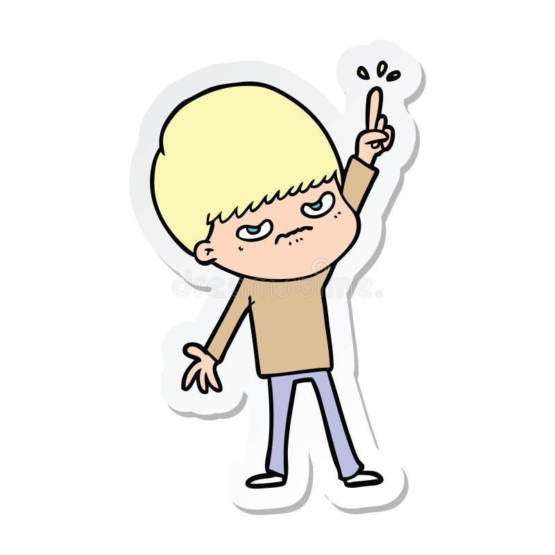 Sticker of a Angry Cartoon Boy Stock Vector - Illustration of label ...