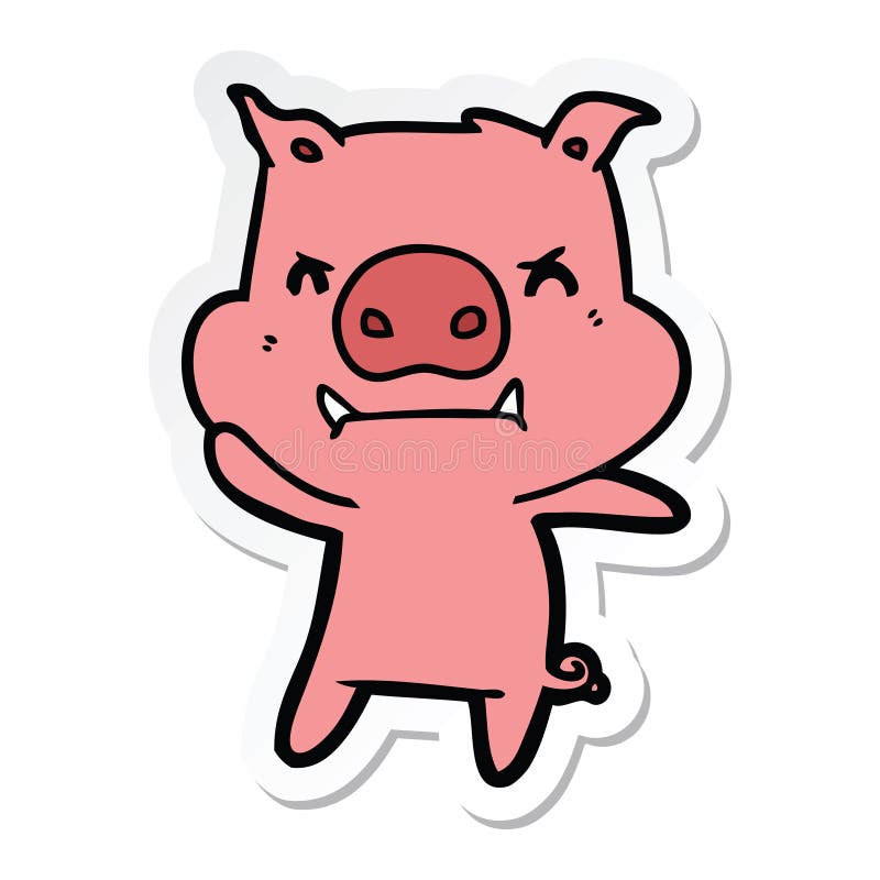 Sticker of a Angry Cartoon Pig Stock Vector - Illustration of hand ...