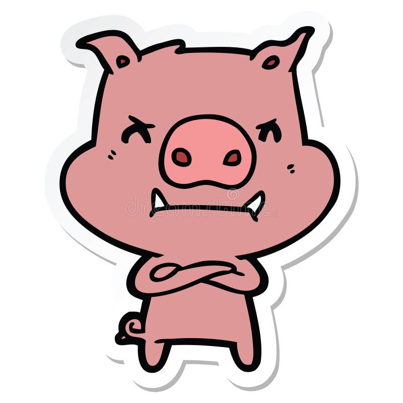 Sticker of a Angry Cartoon Pig Stock Vector - Illustration of stick ...
