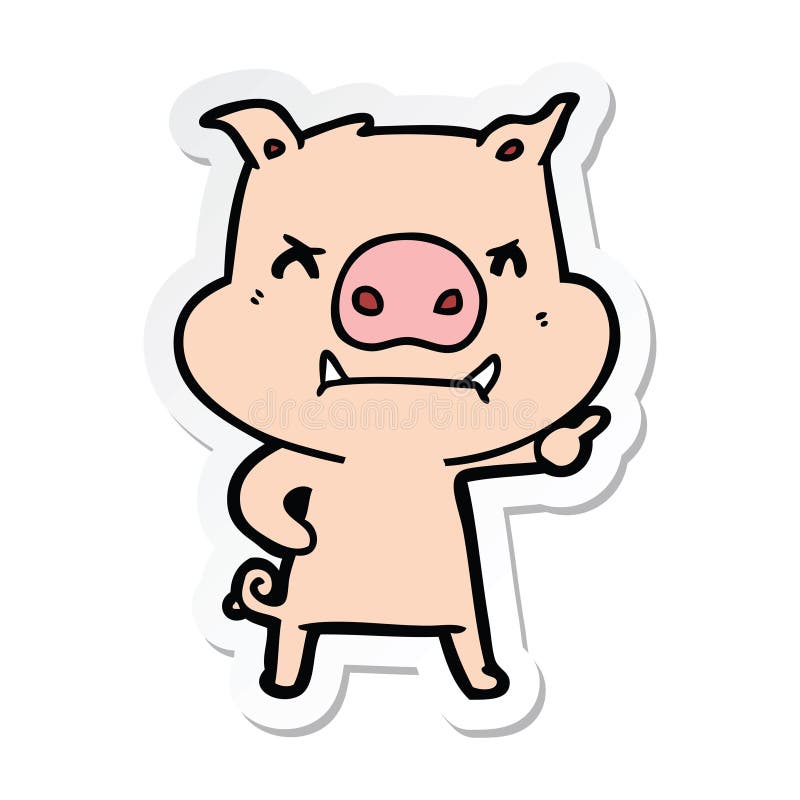Sticker of a Angry Cartoon Pig Stock Vector - Illustration of icon ...