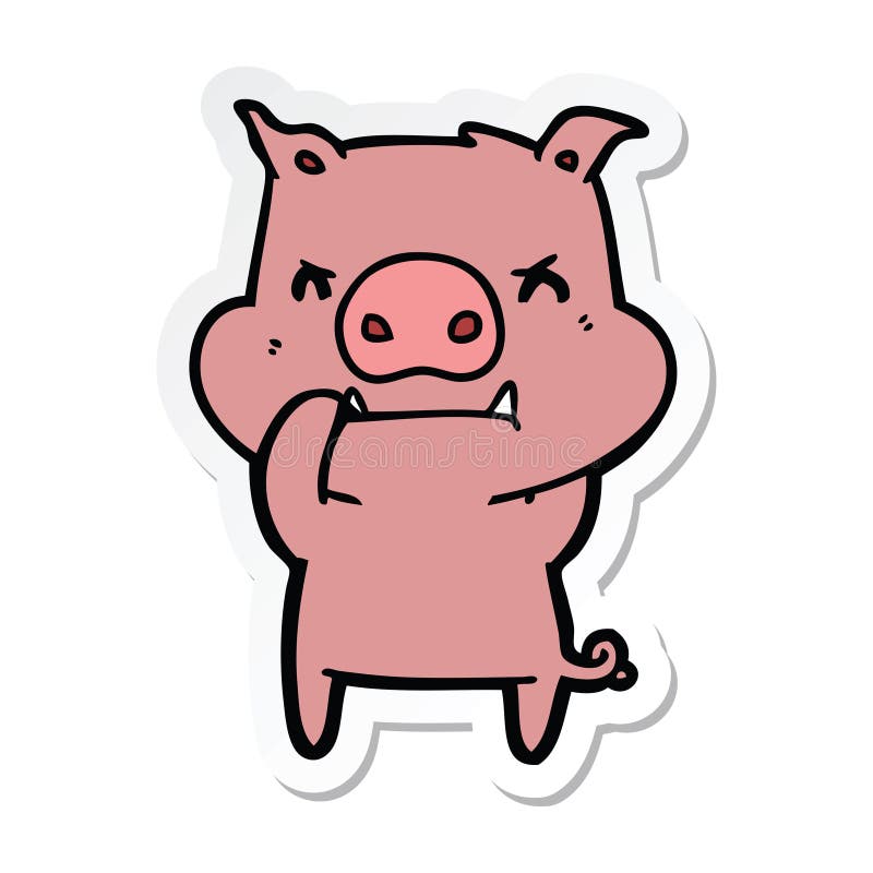 Sticker of a Angry Cartoon Pig Stock Vector - Illustration of animals ...