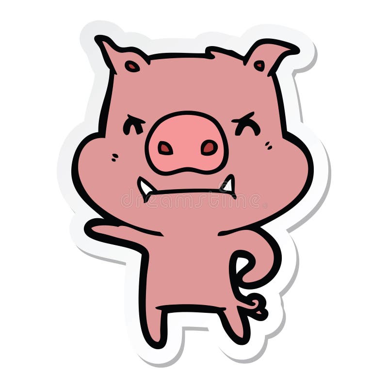 Sticker of a Angry Cartoon Pig Stock Vector - Illustration of drawn ...