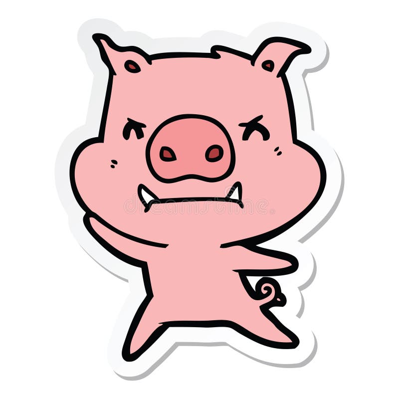 Sticker of a Angry Cartoon Pig Stock Vector - Illustration of drawn ...