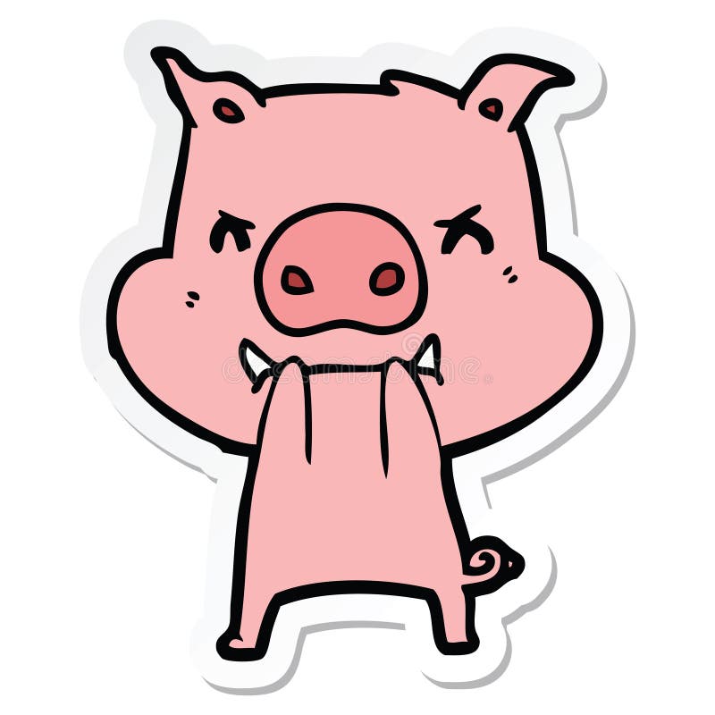 Sticker of a Angry Cartoon Pig Stock Vector - Illustration of character ...