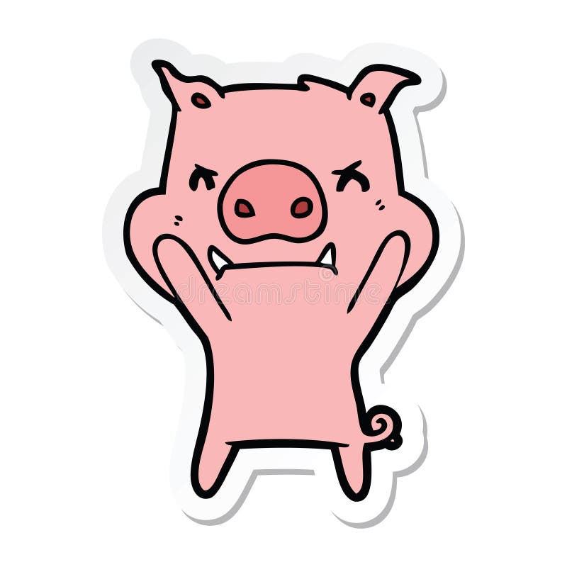 Sticker of a Angry Cartoon Pig Stock Vector - Illustration of freehand ...