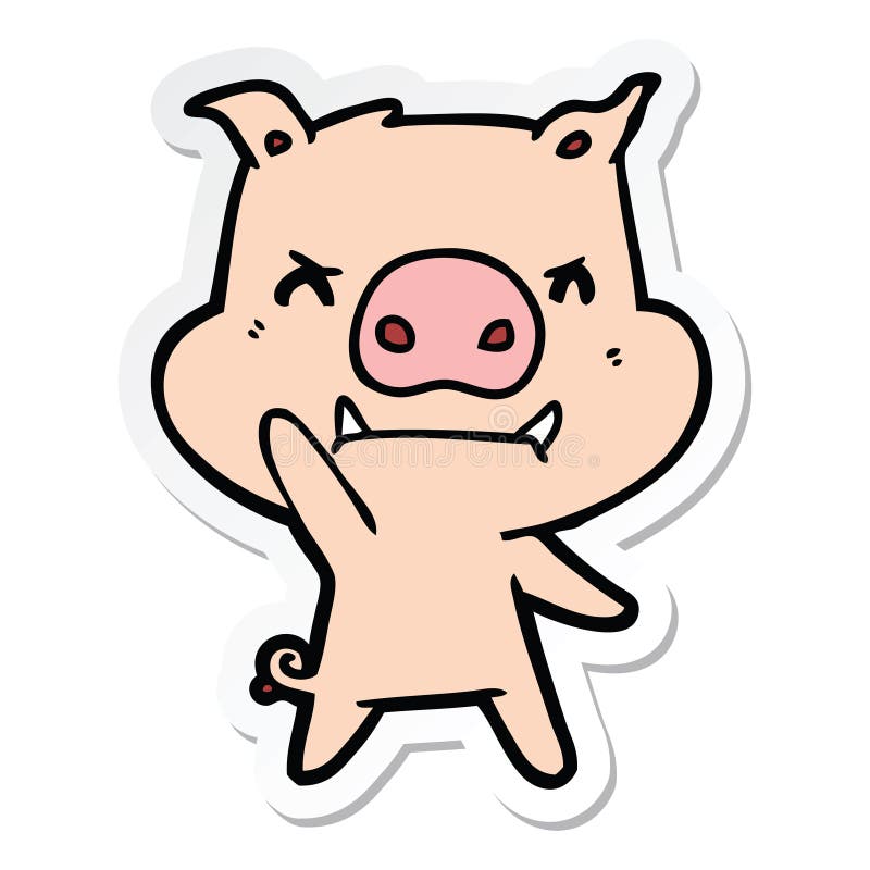 Sticker of a Angry Cartoon Pig Stock Vector - Illustration of stick ...