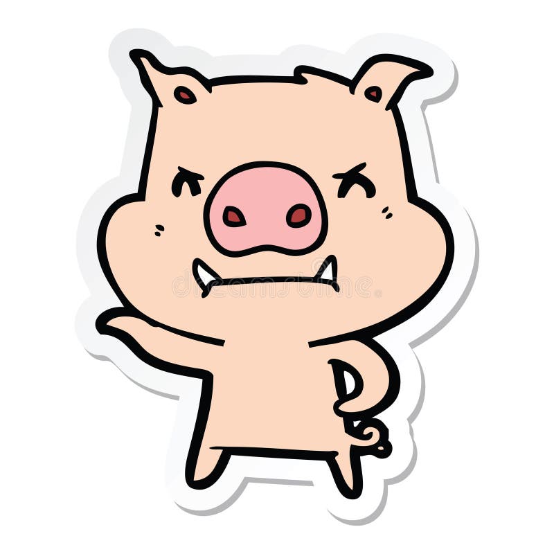Sticker of a Angry Cartoon Pig Stock Vector - Illustration of drawing ...